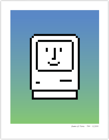 Happy Macintosh on Blue Green Gradient Icon Print by Susan Kare – Kare ...
